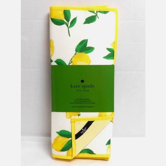 kate spade | Kitchen | Nwt Kate Spade Lemon Reversible Dish Drying Mats ...